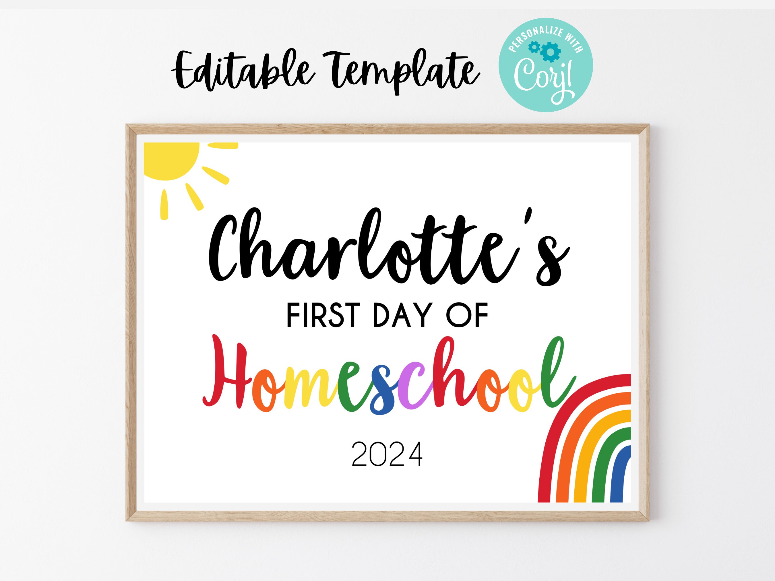 Editable First Day of Homeschool Sign, First Day Photo Prop, First Day ...