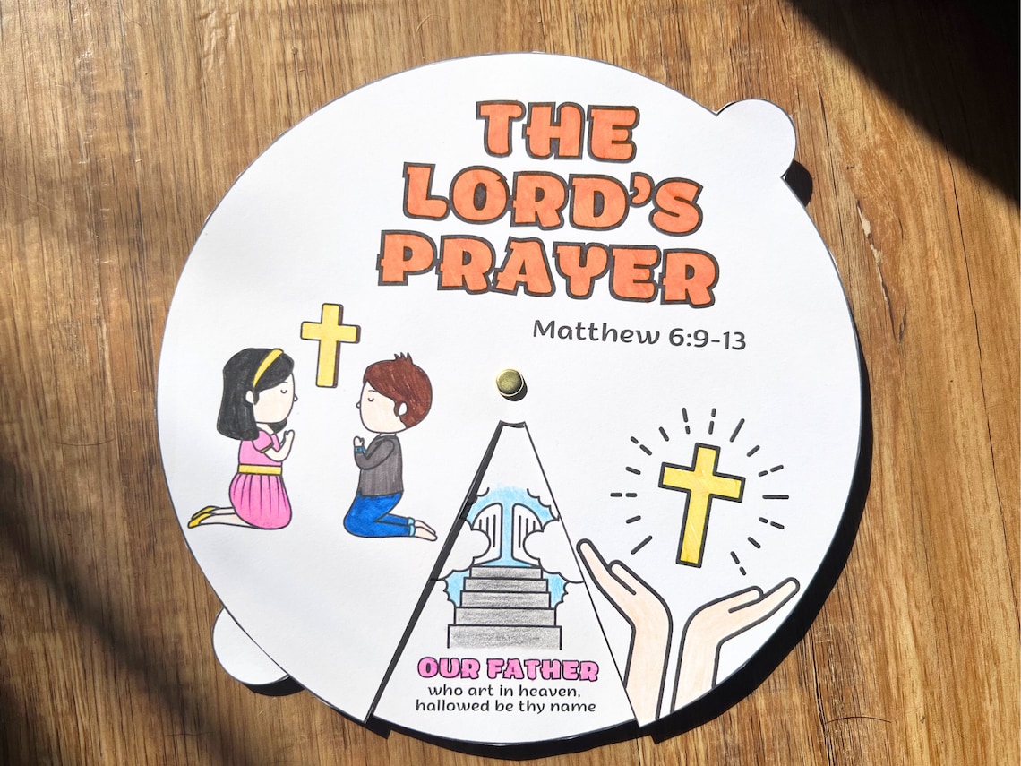 The Lord's Prayer Coloring Wheel Printable Bible Lesson Kids Crafts ...
