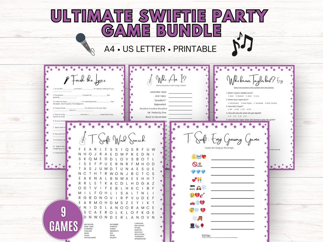 Swiftie Party Games, Taylor Party Game Bundle, T Swift Party, Party ...