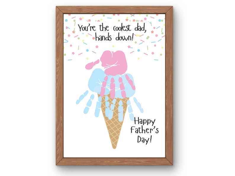 Father's Day Handprint Art, Ice Cream Cone Handprint Templates for Dad ...