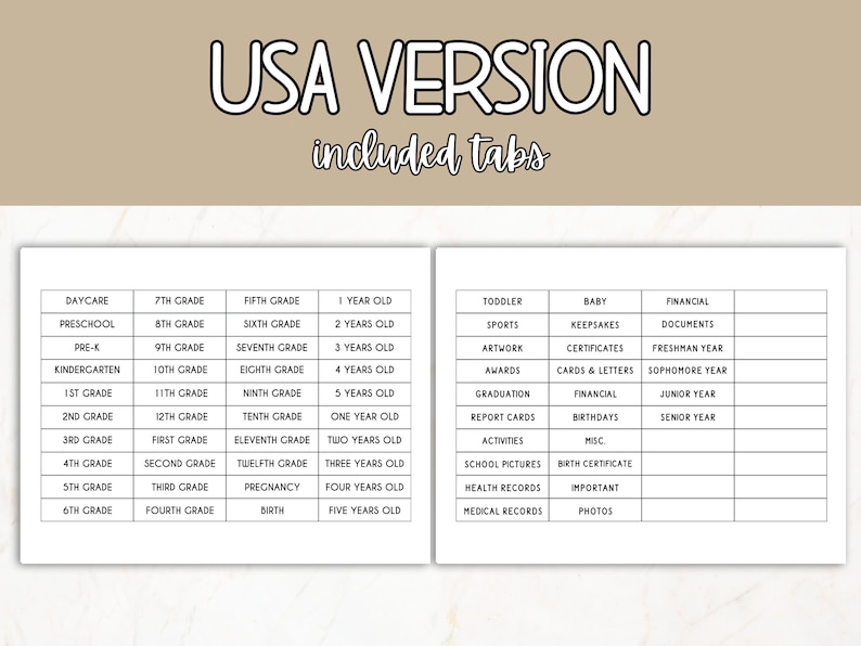 Memory Box Filing System Printable, Milestone Tote Labels, File Tabs ...