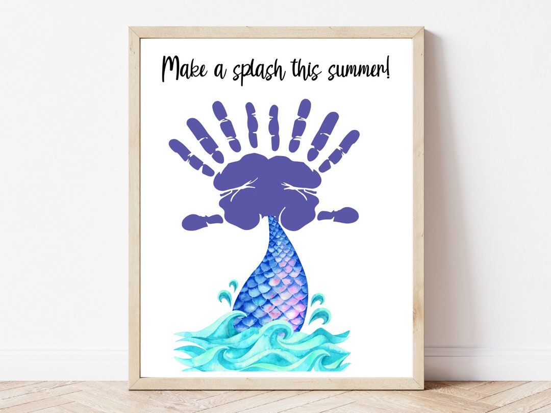 Mermaid Handprint Craft for Kids, Printable Summer Handprint Art for ...