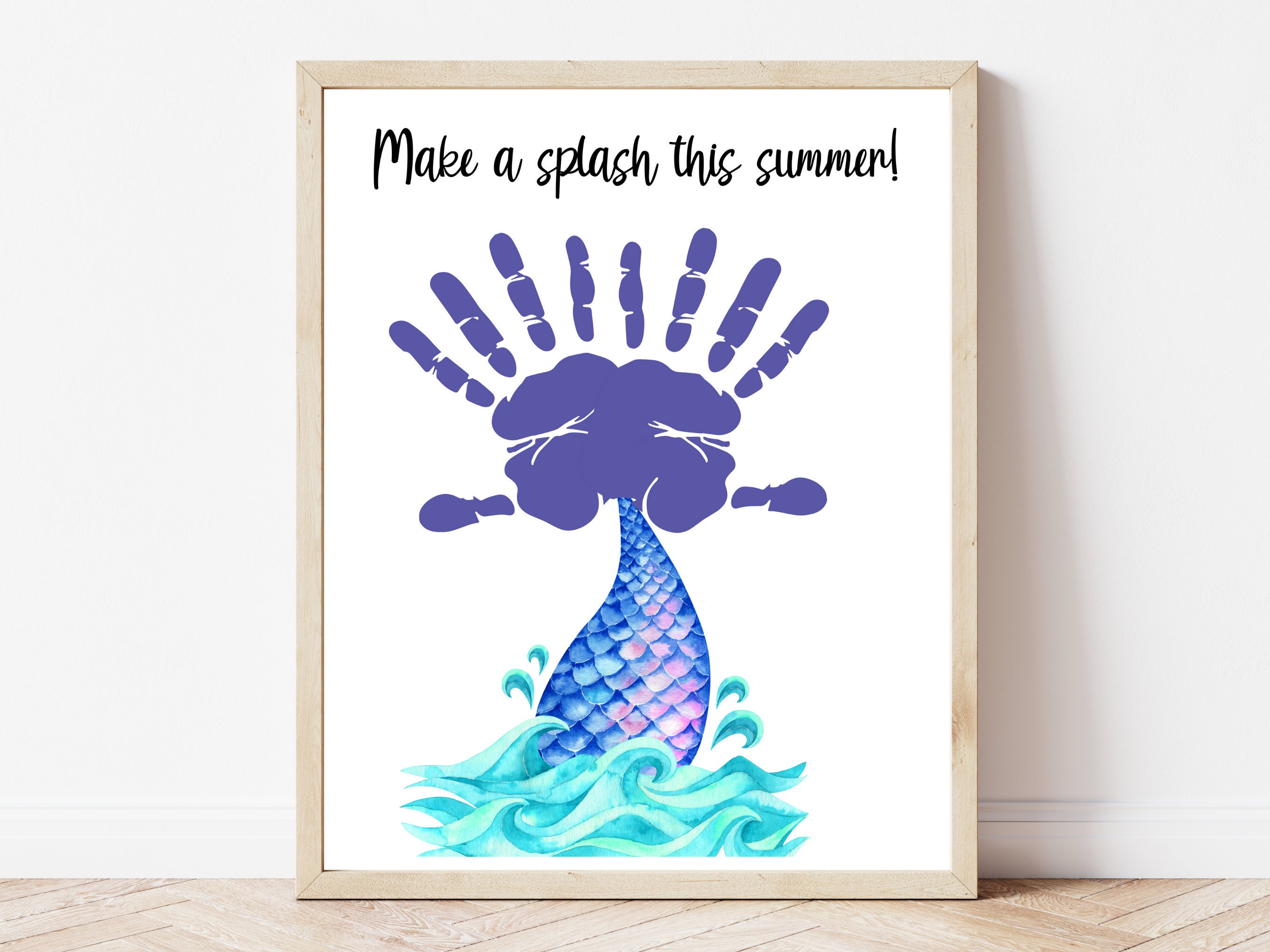 Mermaid Handprint Craft for Kids, Printable Summer Handprint Art for ...