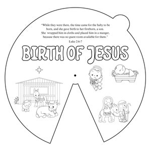 Nativity Story Coloring Wheel, Birth of Jesus Printable, Bible Lesson ...