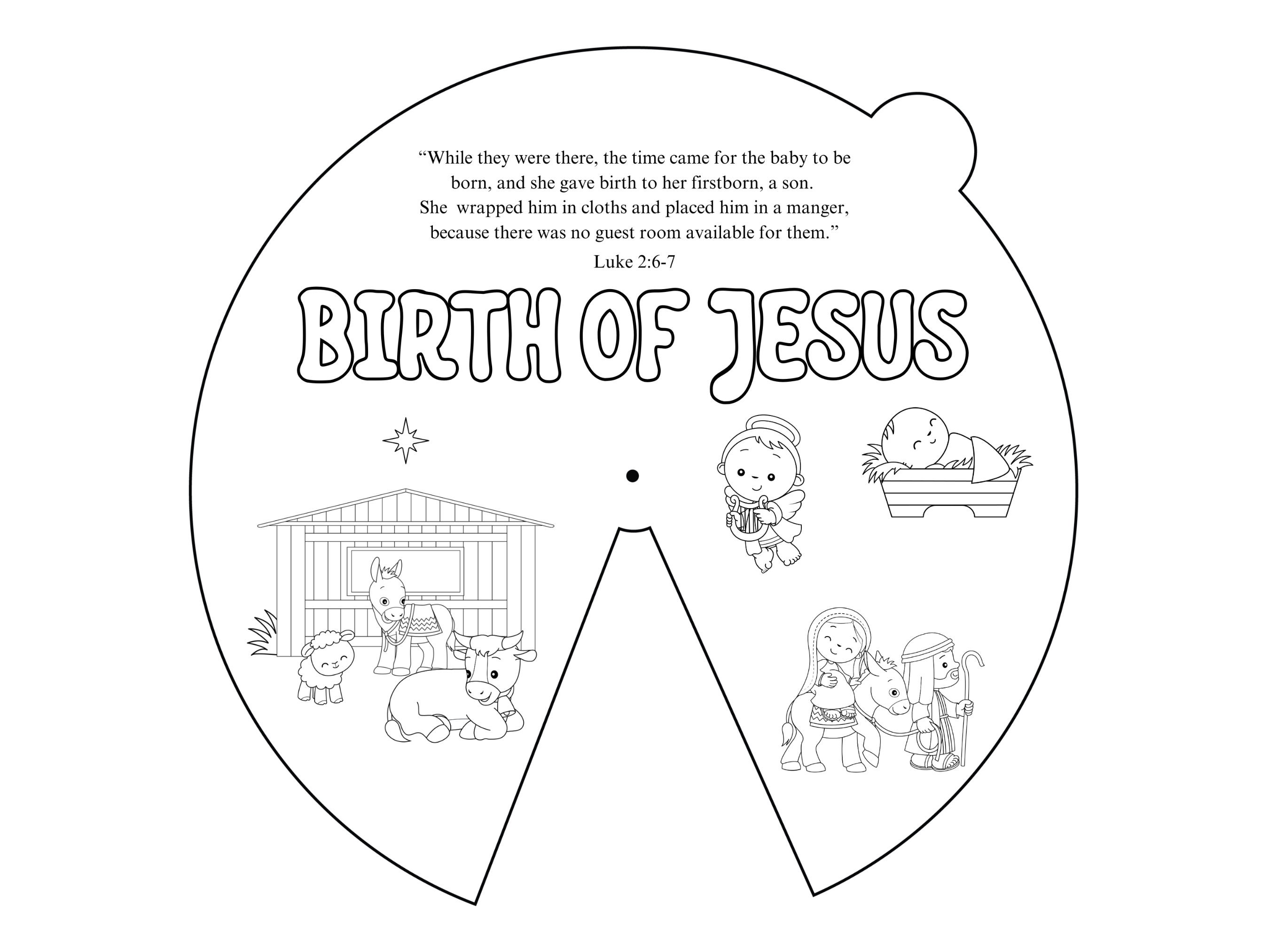Nativity Story Coloring Wheel, Birth of Jesus Printable, Bible Lesson ...