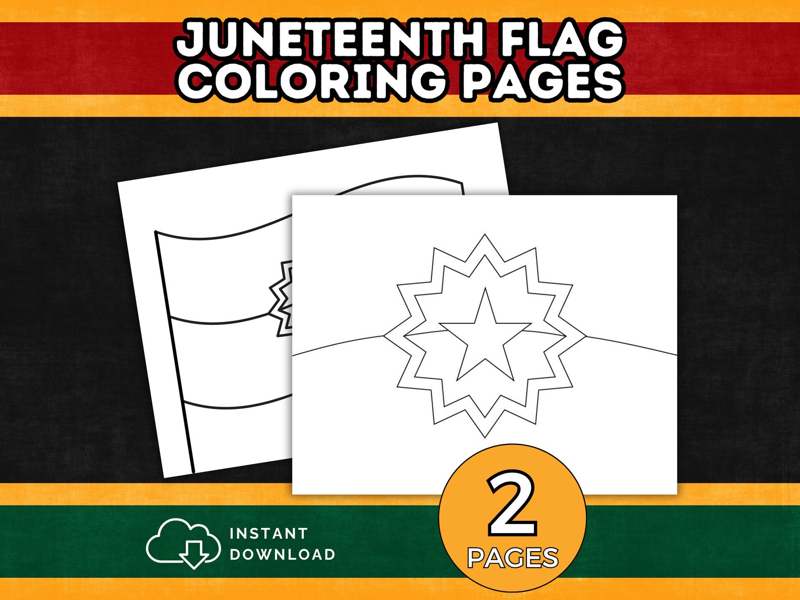 Juneteenth Flag Coloring Page for Kids, Black History Coloring Book ...