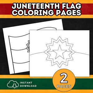 Juneteenth Flag Coloring Page for Kids, Black History Coloring Book ...