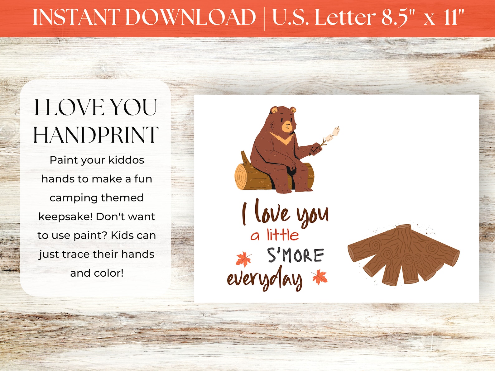 Campfire Handprint Art, Camping Craft Kids, Printable Summer Art for ...