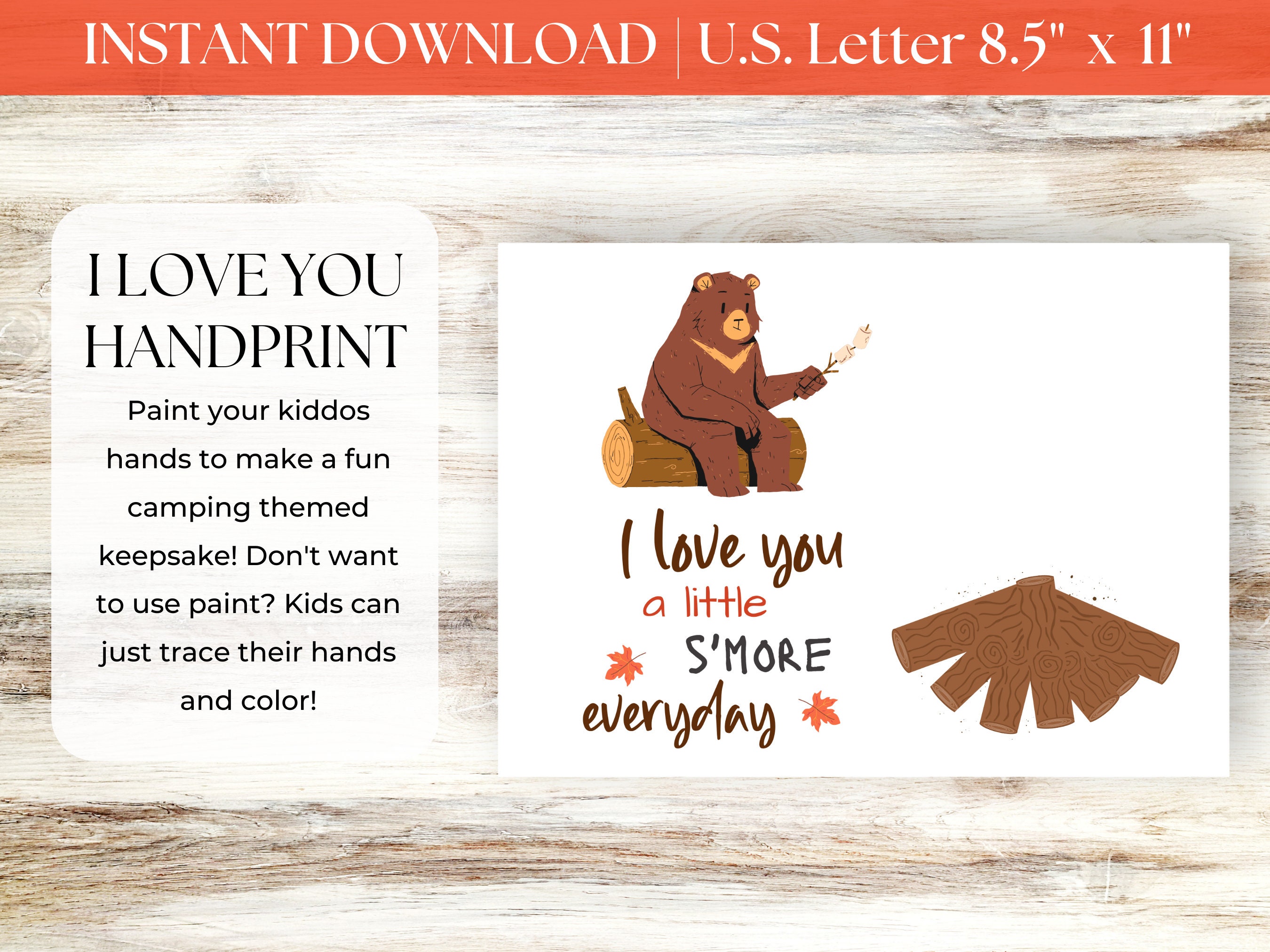 Campfire Handprint Art, Camping Craft Kids, Printable Summer Art for ...