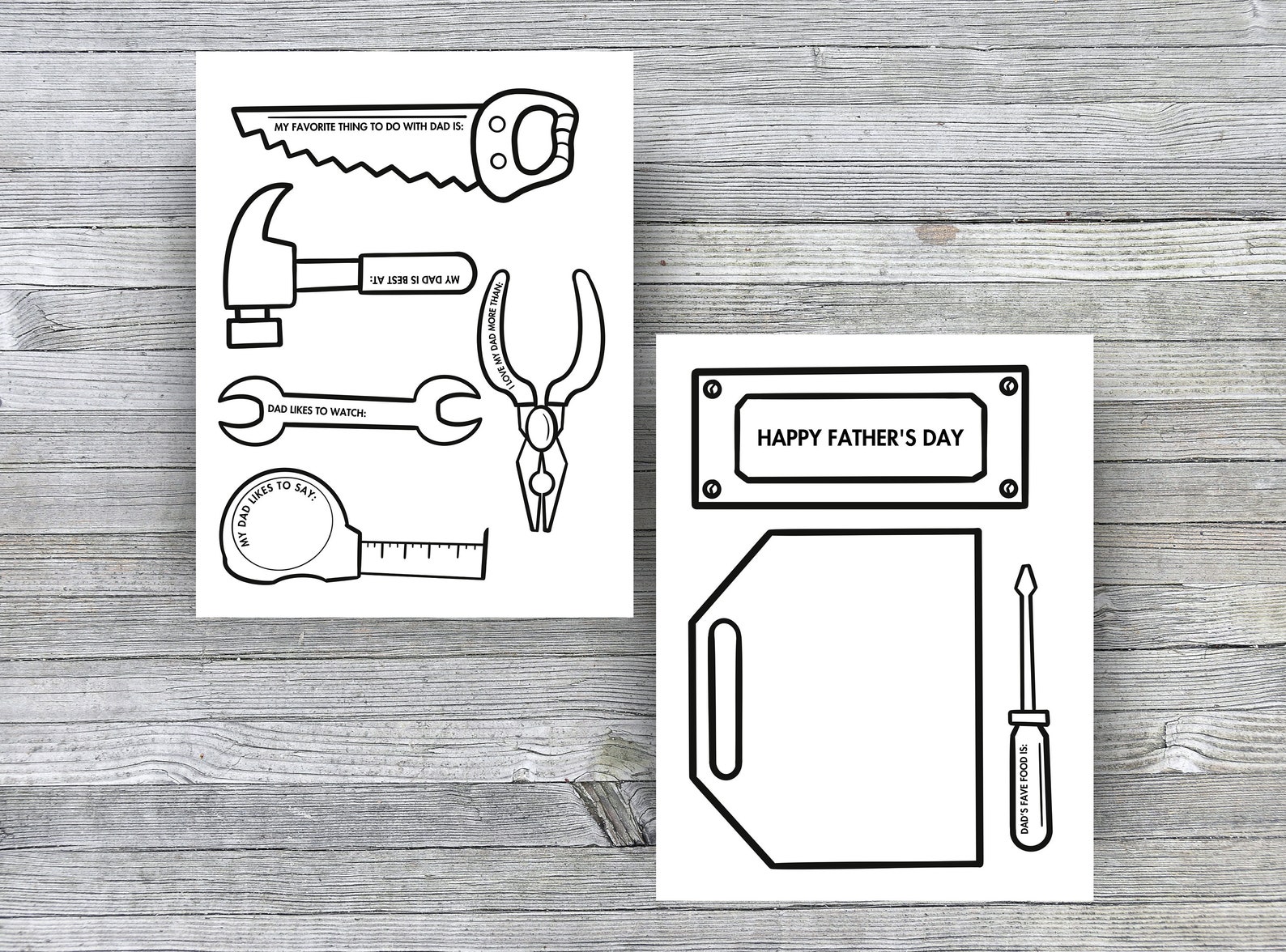 Handyman Fathers Day All About Dad Printable Card Toolbox Coloring Card ...