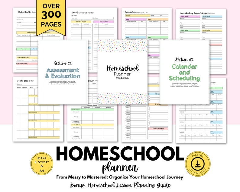 Homeschool Printable Daily Planner 2026 2027 2028, Homeschool Templates ...