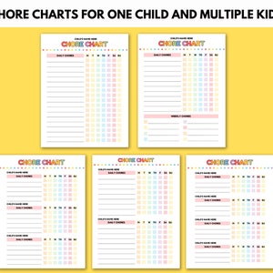 Editable Chore Chart for Multiple Kids, Kids Daily Routine ...