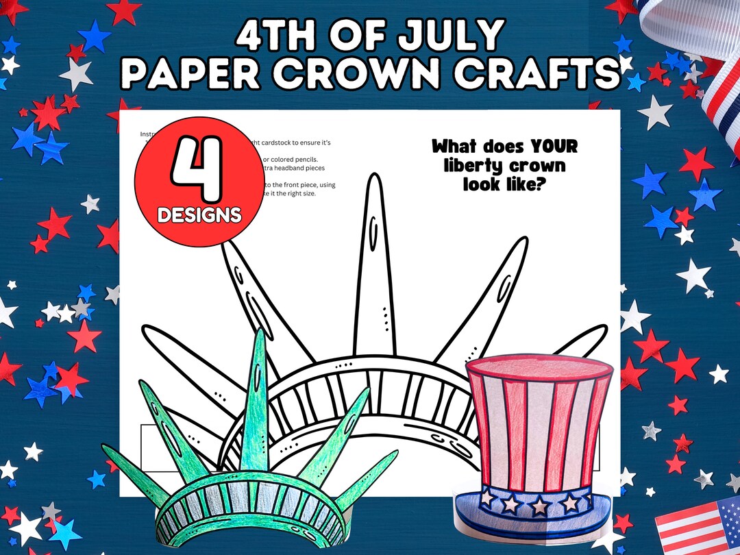 4th of July Paper Crown Craft for Kids, Independence Day Headband Craft ...