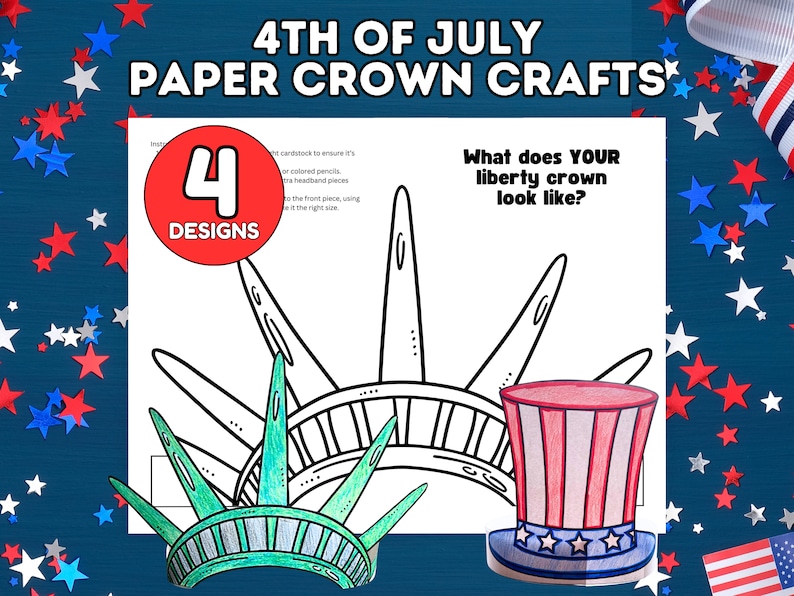 4th of July Paper Crown Craft for Kids, Independence Day Headband Craft ...