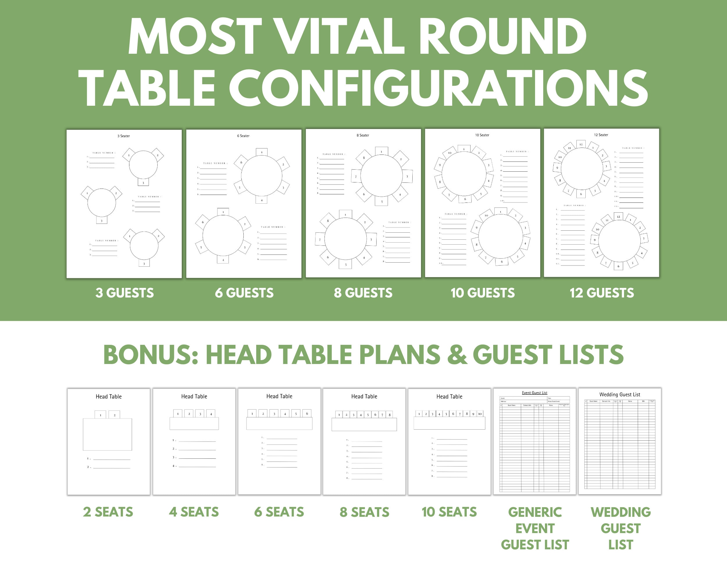 Printable Wedding Table Chart Template, Round Table Seating Planner ...