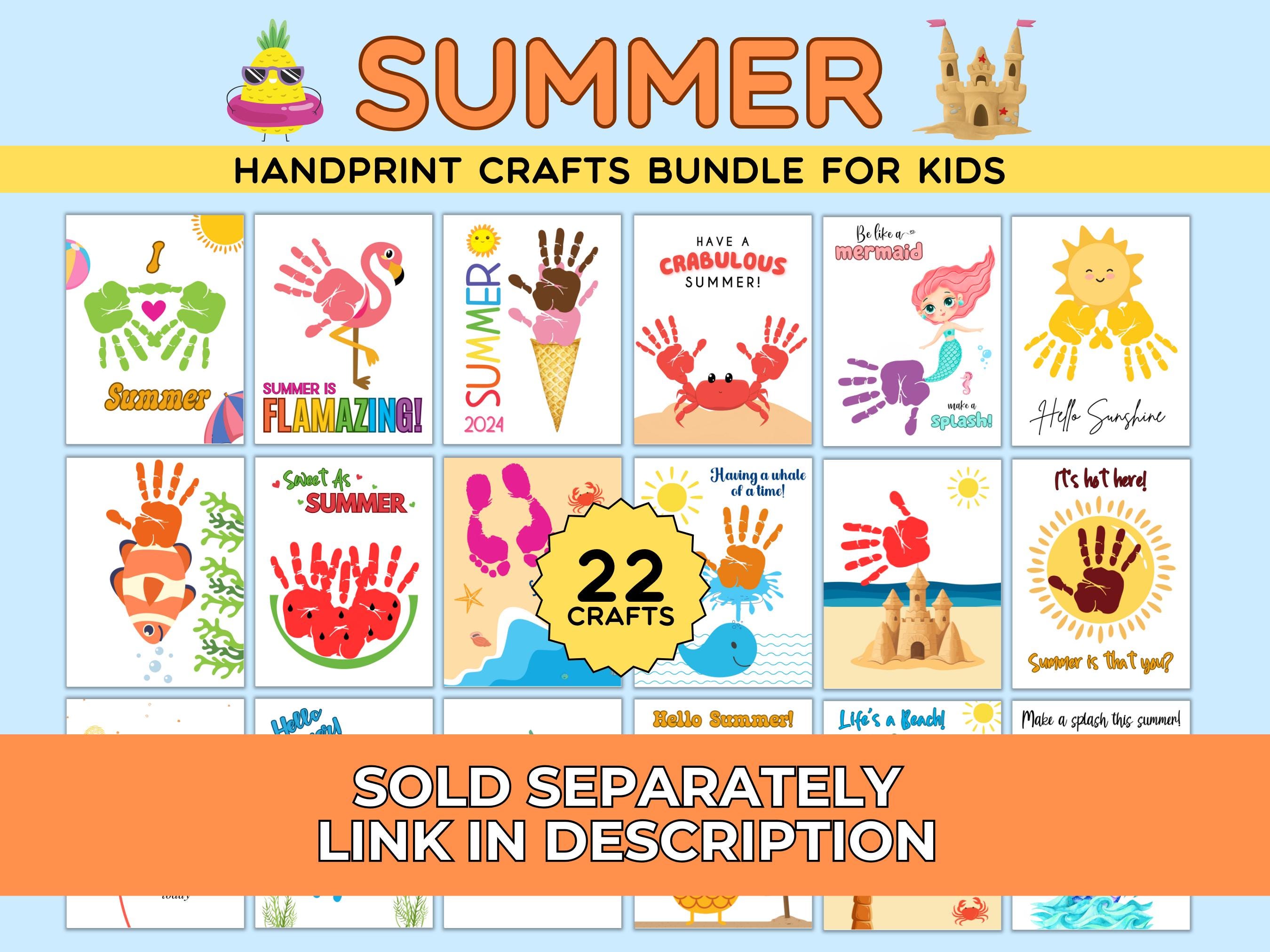 Beach Handprint Craft for Kids, Printable Summer Art for Kids, Summer ...