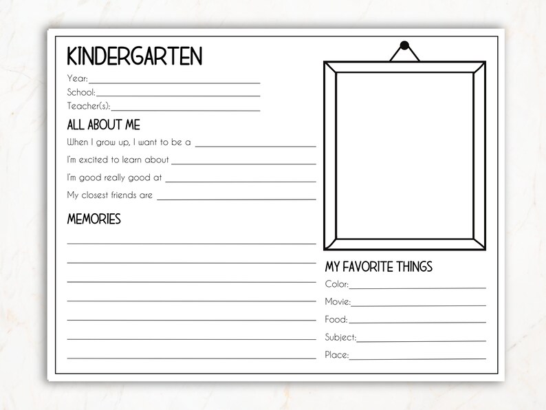 Printable Memory Box Filing System, Kids Questionnaire Milestone Tote ...