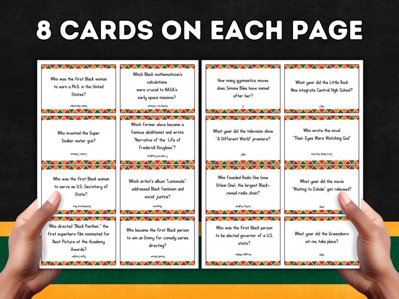 120 Black History Month Trivia Cards, Printable Black History Month ...