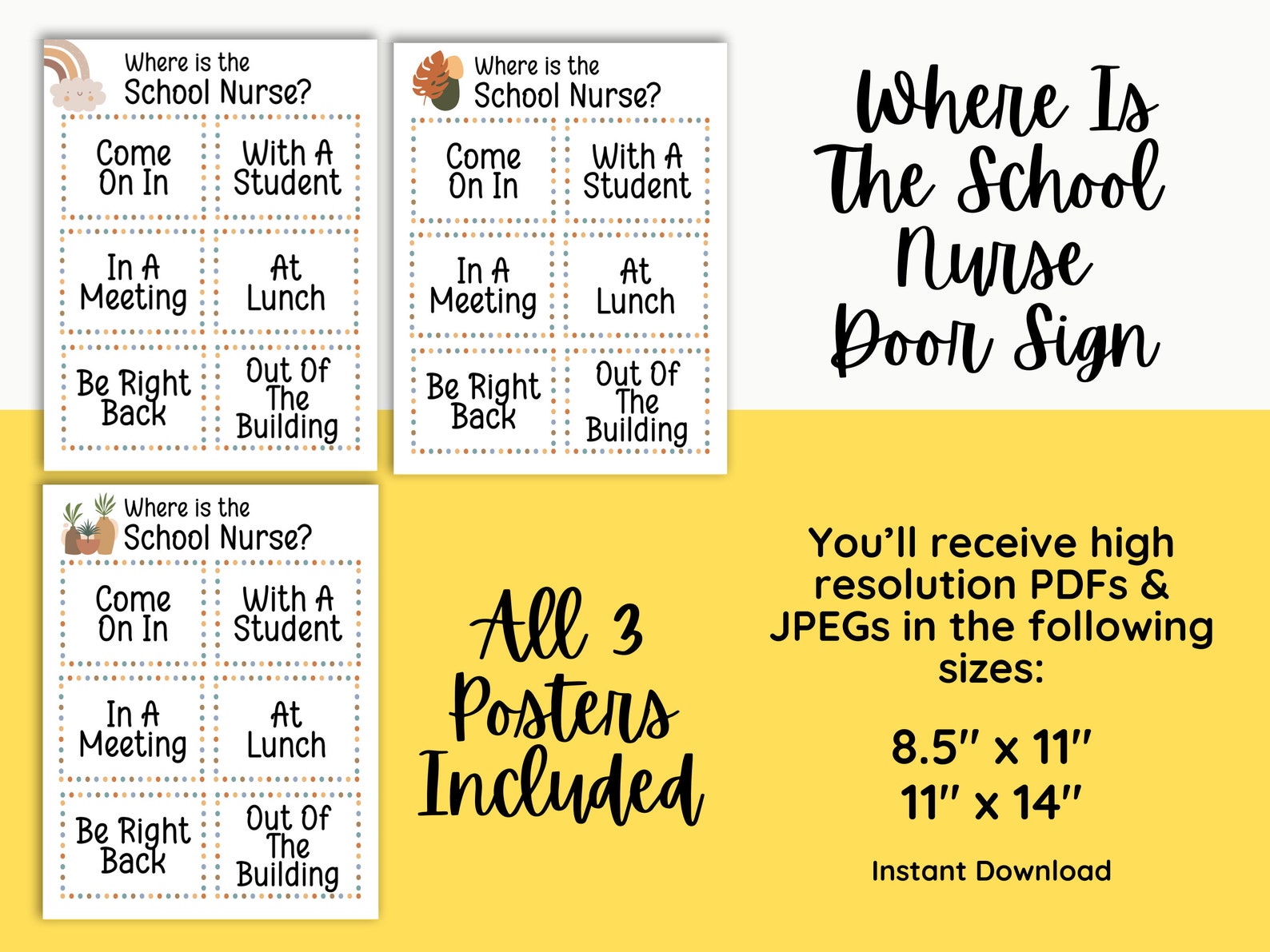 Printable Boho School Nurse Door Sign, Where is the School Nurse Sign ...