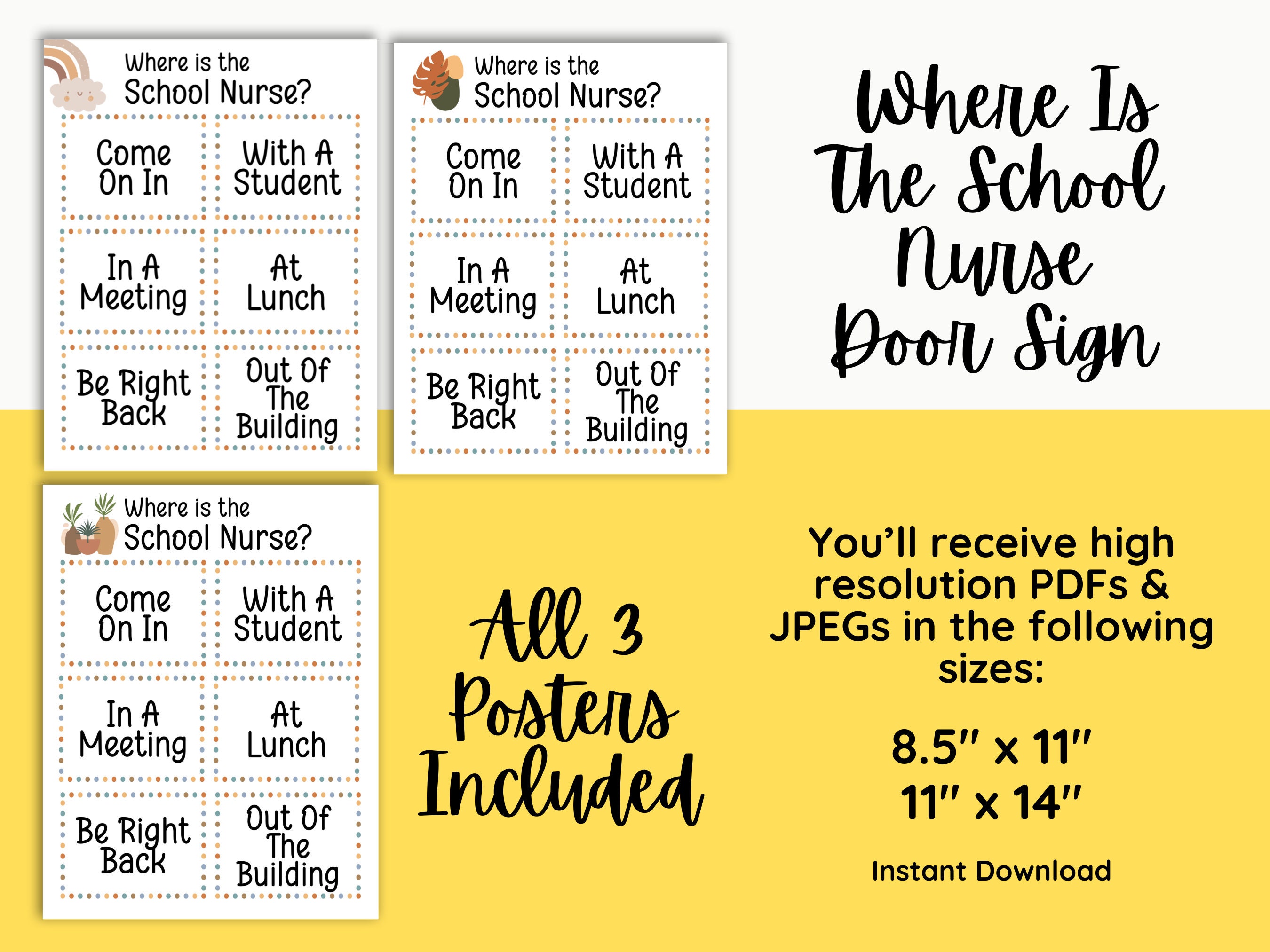 Printable Boho School Nurse Door Sign, Where is the School Nurse Sign ...