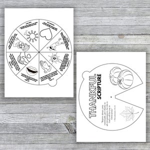 Thankful Scripture Coloring Wheel Memory Game Printable Bible Lesson ...