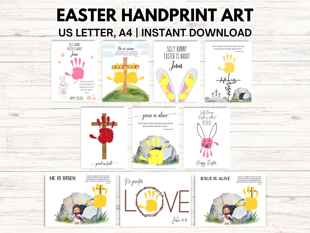 10 Sunday School Christian Easter Handprint Crafts, Easter Activity ...