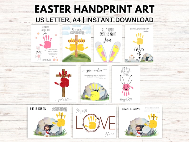 10 Sunday School Christian Easter Handprint Crafts, Easter Activity ...
