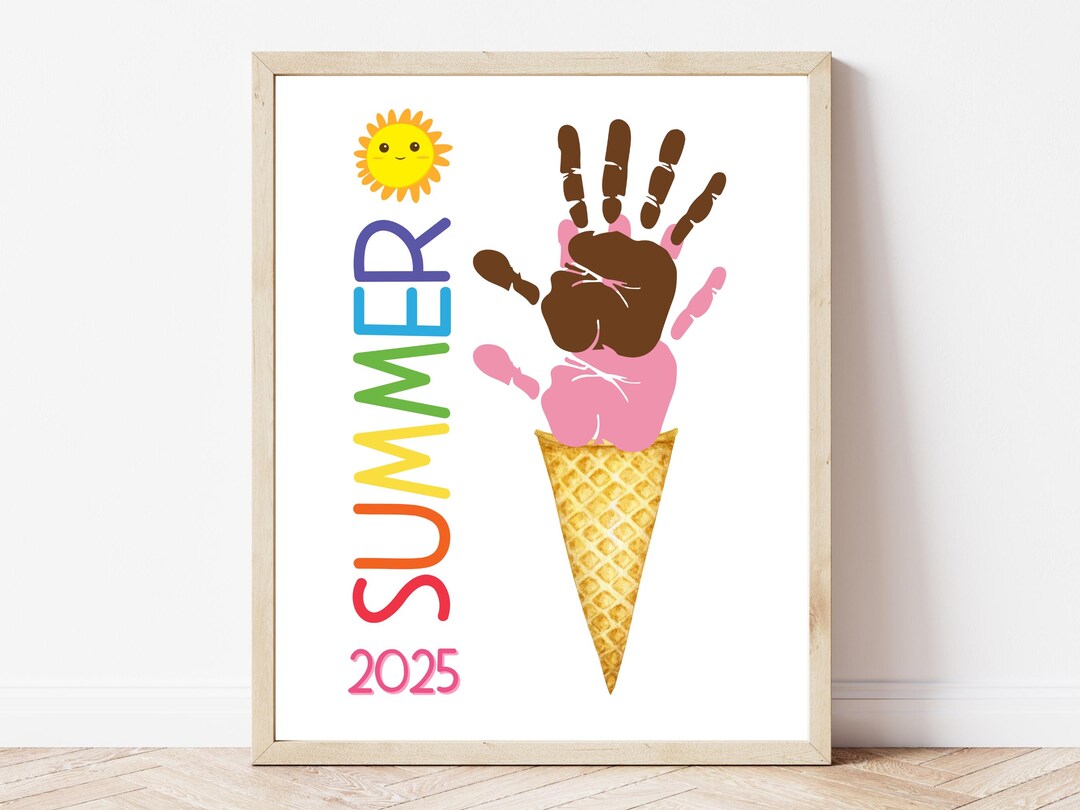 Ice Cream Cone Summer Handprint Craft, Summer Art Project for Kids ...
