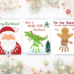 Christmas Handprint Footprint Art Craft Bundle, Holiday Handprint Art ...