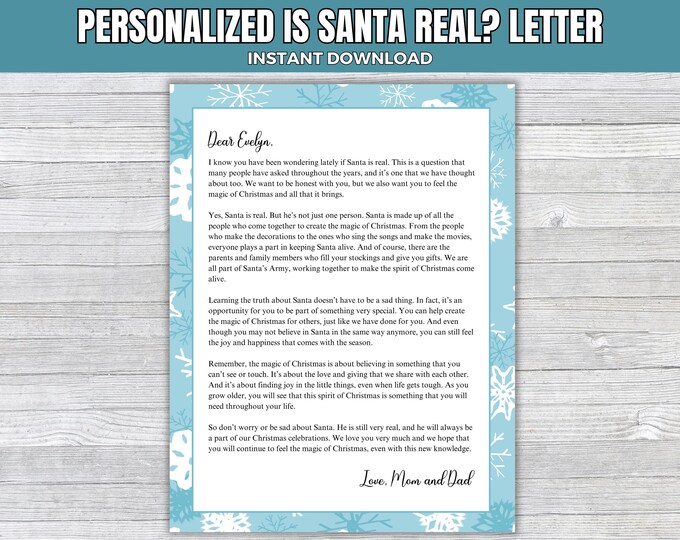 Editable 'is Santa Real' Letter: Christmas Explanation for Child (PDF ...