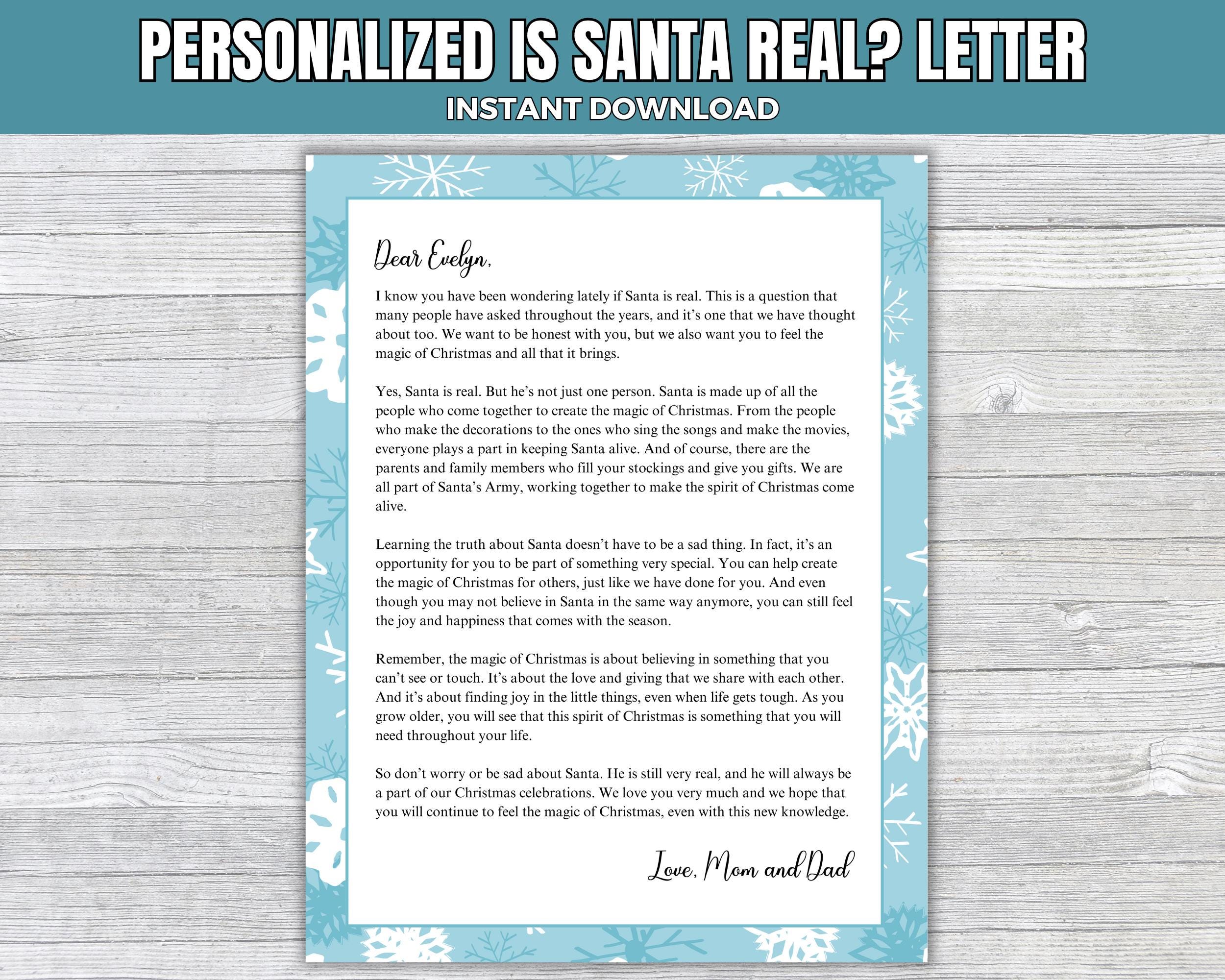 Is Santa Real Explanation Letter Personalized, Santa Letter Printable ...
