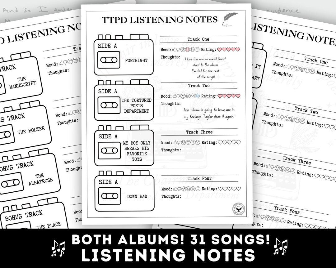 TTPD Listening Party Notes, Swiftie Party, Taylor Party Game, Teen ...