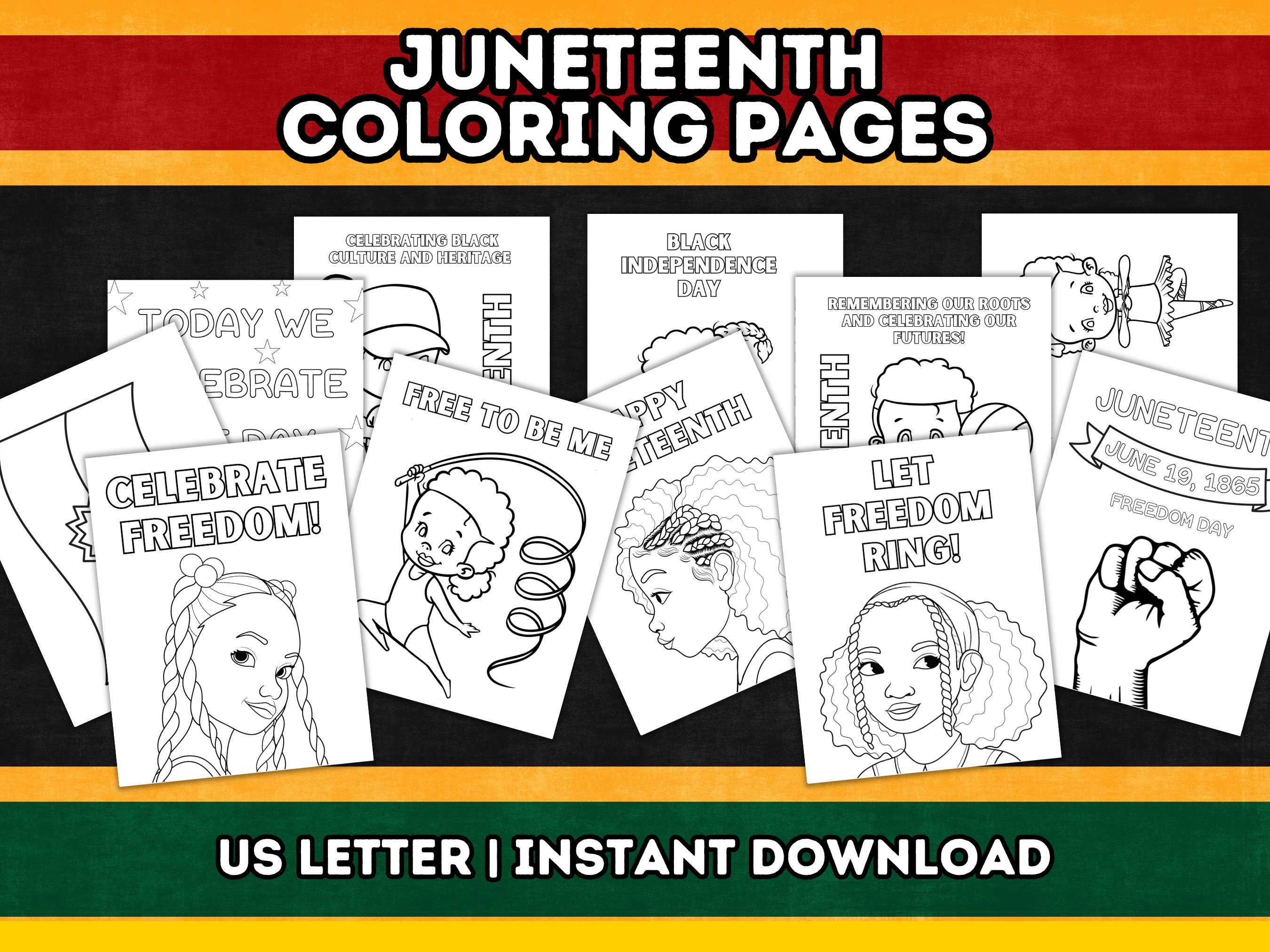 Juneteenth Coloring Book for Kids, Black History Month Coloring Pages ...