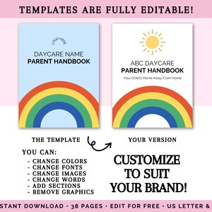 Editable Daycare Parent Handbook Template, Childcare Policy and ...