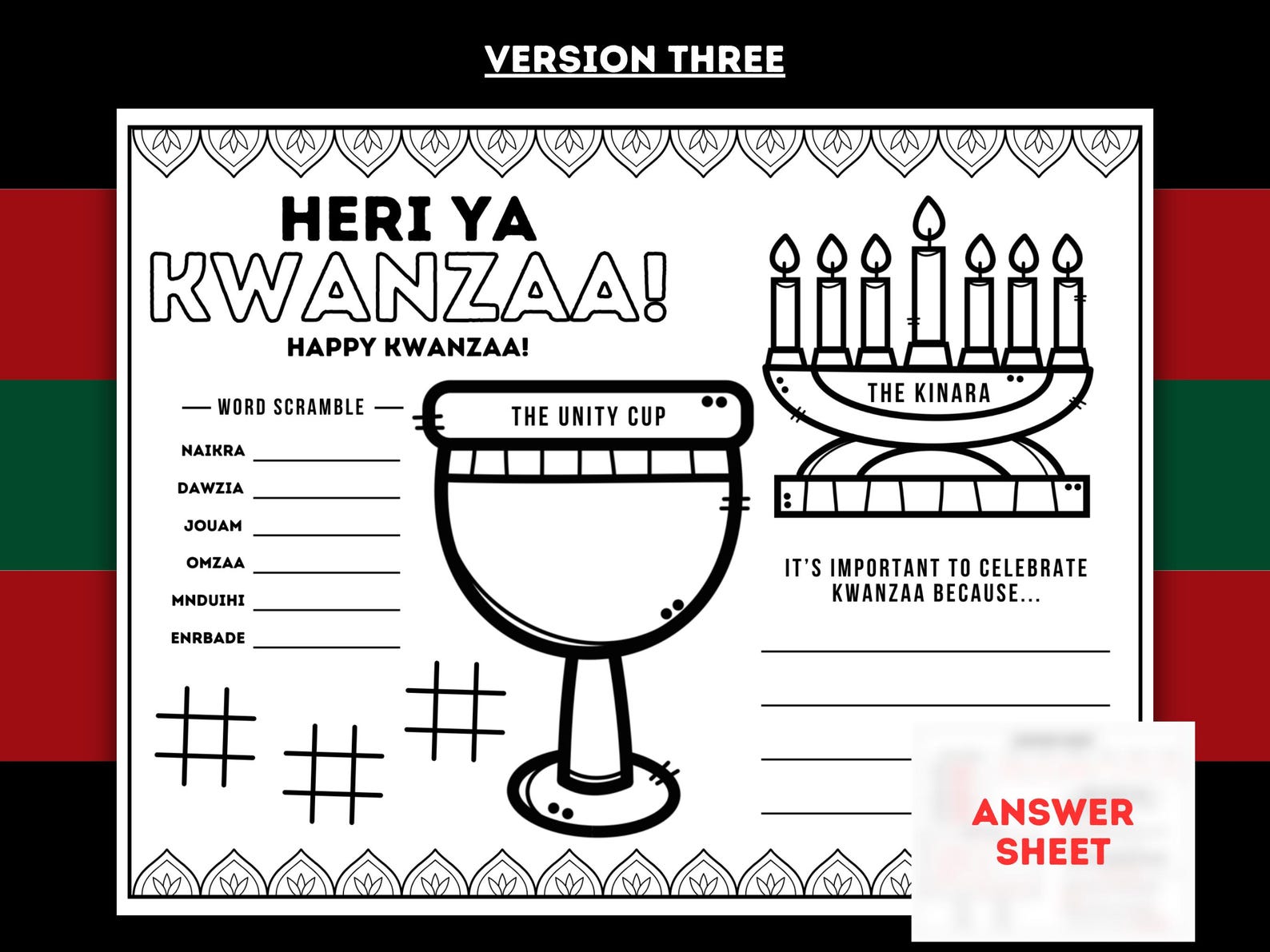 Kwanzaa Kids Coloring and Activities Pages, Printable Kwanzaa Kids ...