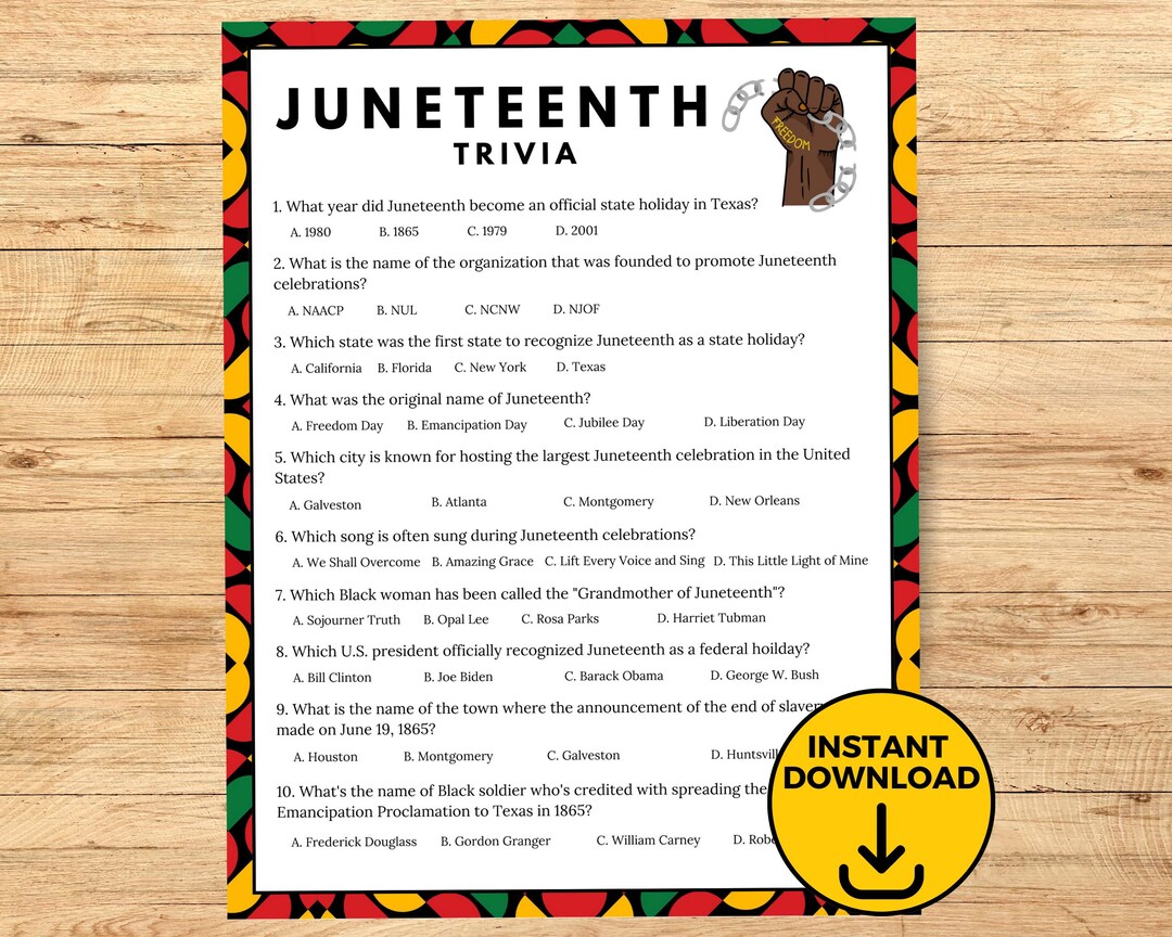 Juneteenth Trivia Game, Juneteenth Activities, Freedom Day Celebration ...