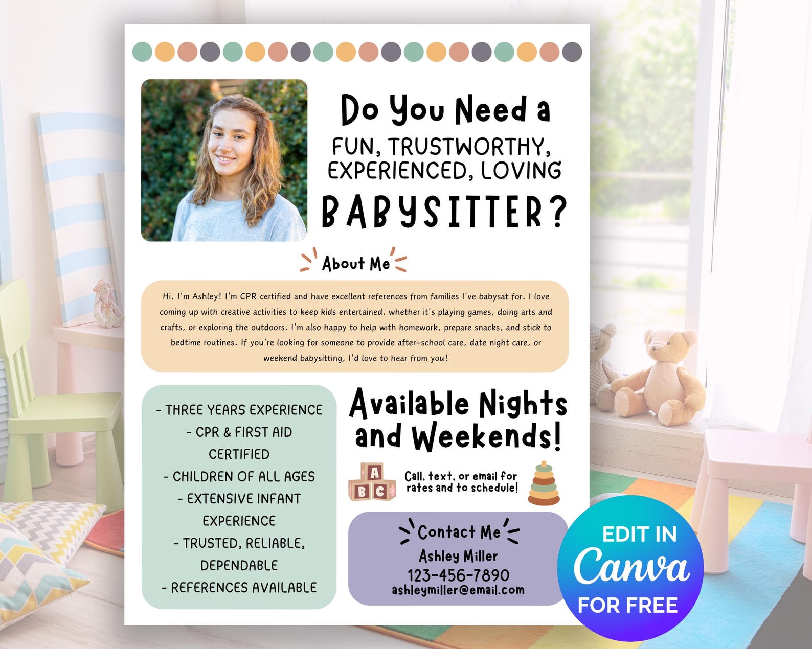 Editable Babysitting Flyer Template, in Home Daycare Flyer, Daycare ...