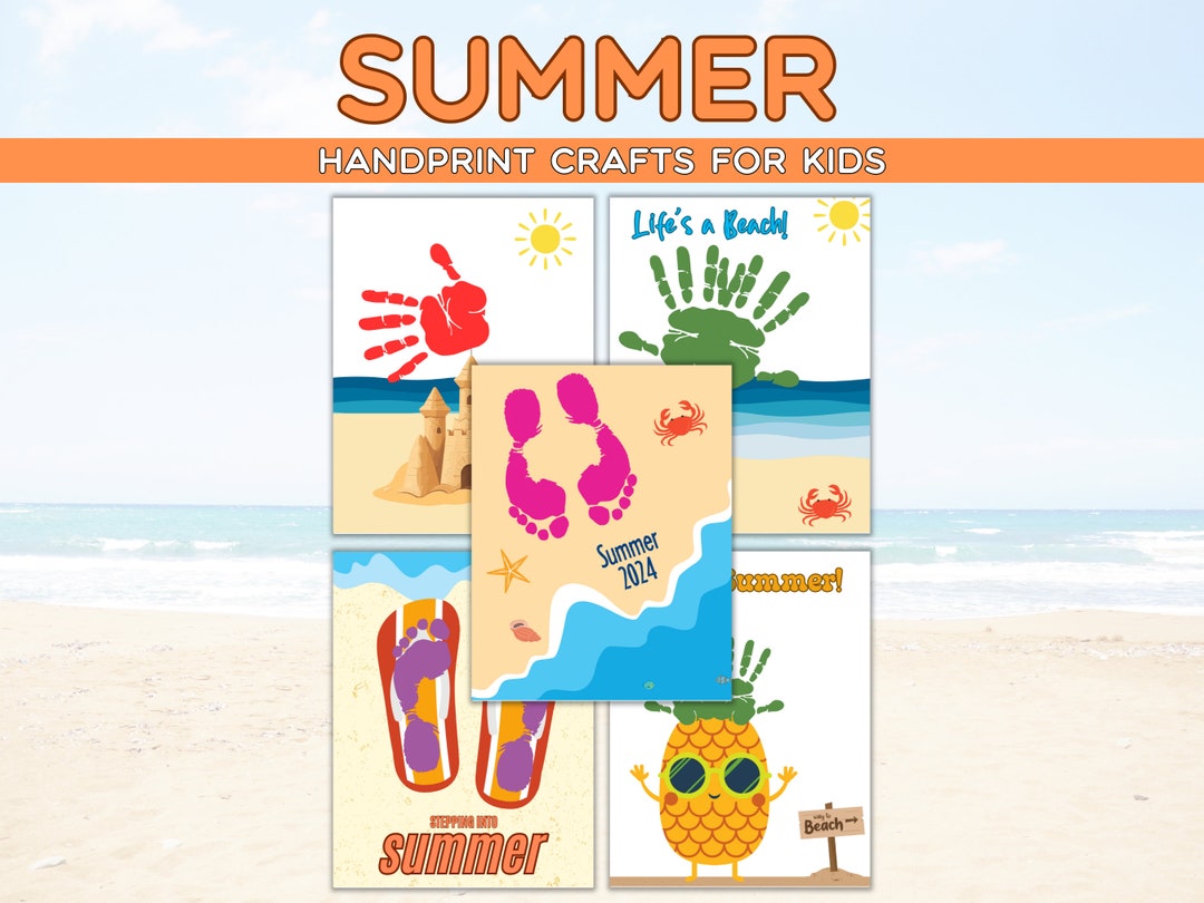 Beach Handprint Craft for Kids, Printable Summer Art for Kids, Summer ...