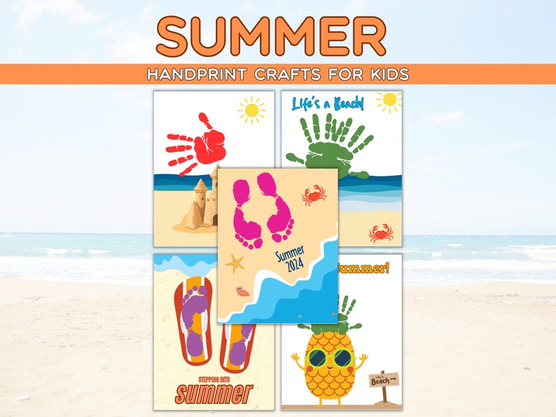 Beach Handprint Craft for Kids, Printable Summer Art for Kids, Summer ...
