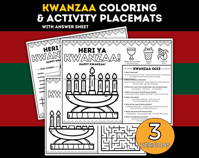 Kwanzaa Kids Coloring and Activities Pages, Printable Kwanzaa Kids ...