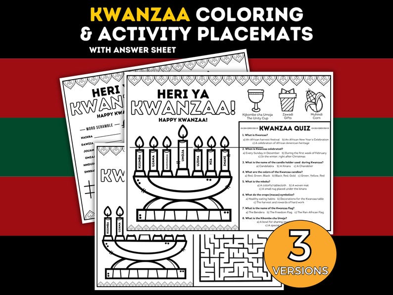 Kwanzaa Kids Coloring and Activities Pages, Printable Kwanzaa Kids ...