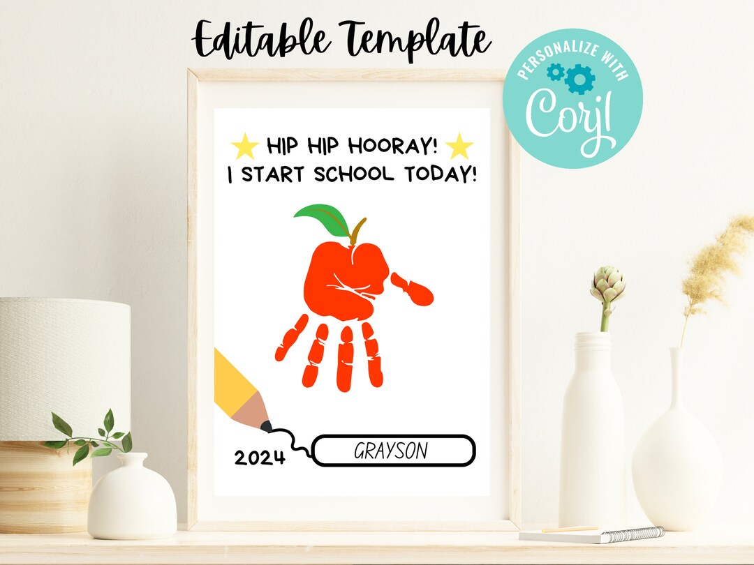 Back to School Handprint Art, First Day of School Toddler Handprint ...