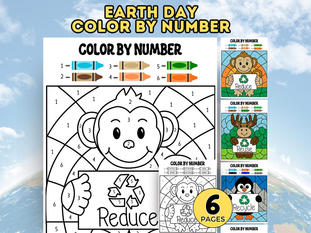 Earth Day Color by Number, Earth Day Coloring Pages, Earth Day ...