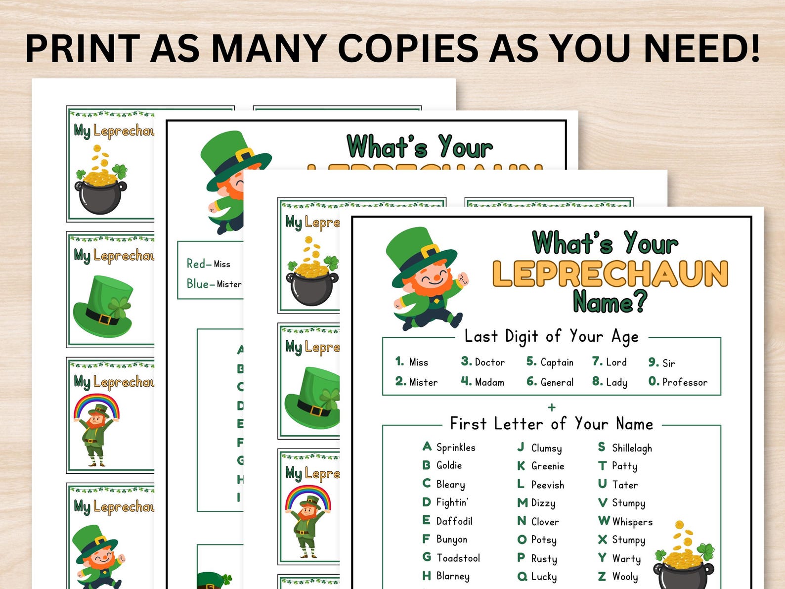 Whats Your Leprechaun Name Game, St. Patricks Party Game, Leprechaun ...
