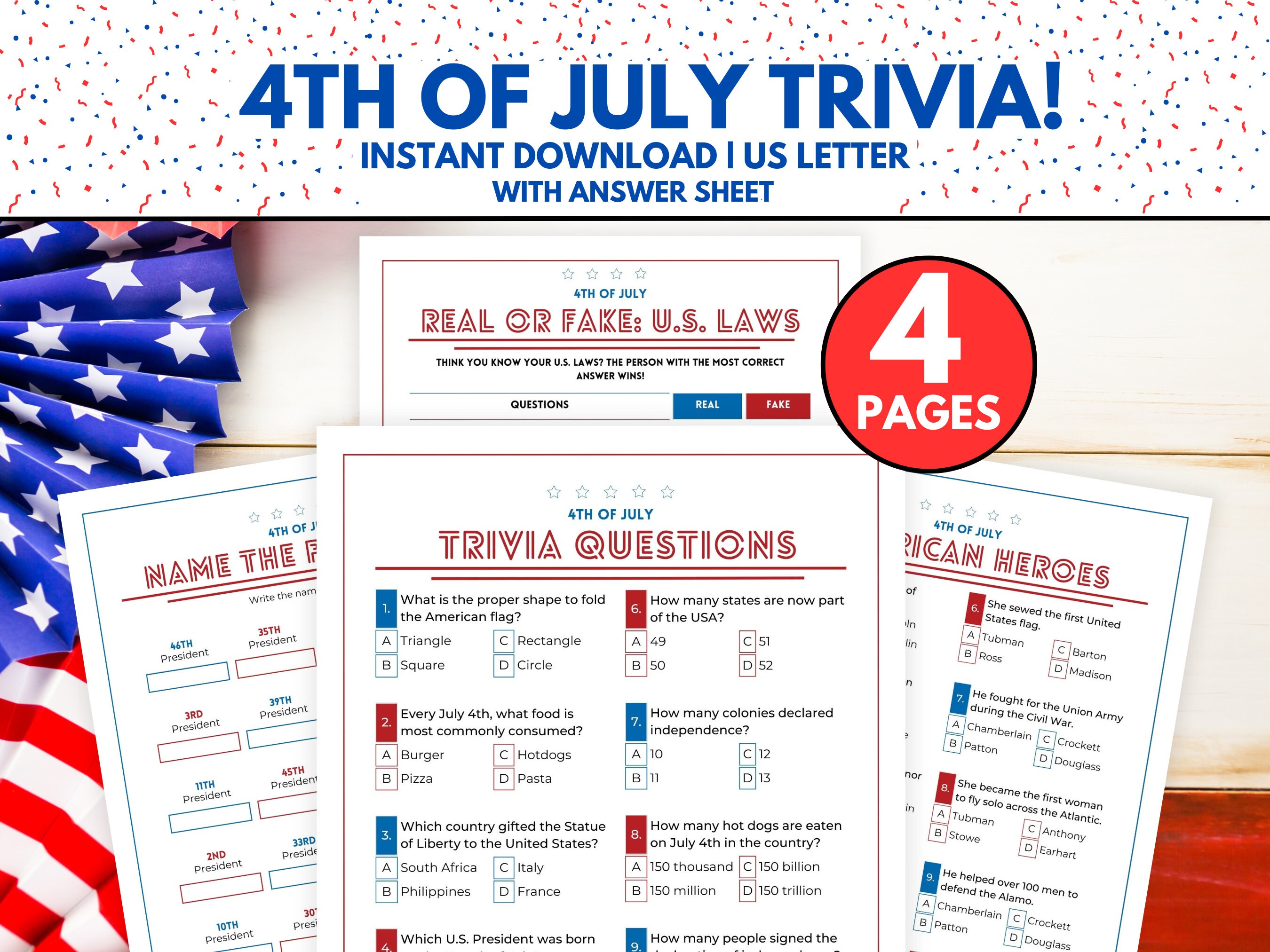 Fourth of July Trivia, Independence Day Games, 4th of July Games ...