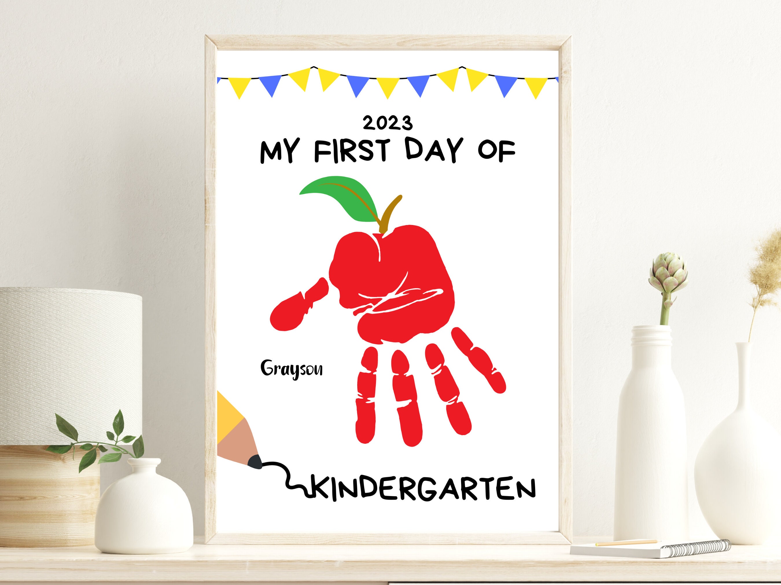 First Day of Kindergarten Handprint Art, Kindergarten Activity ...