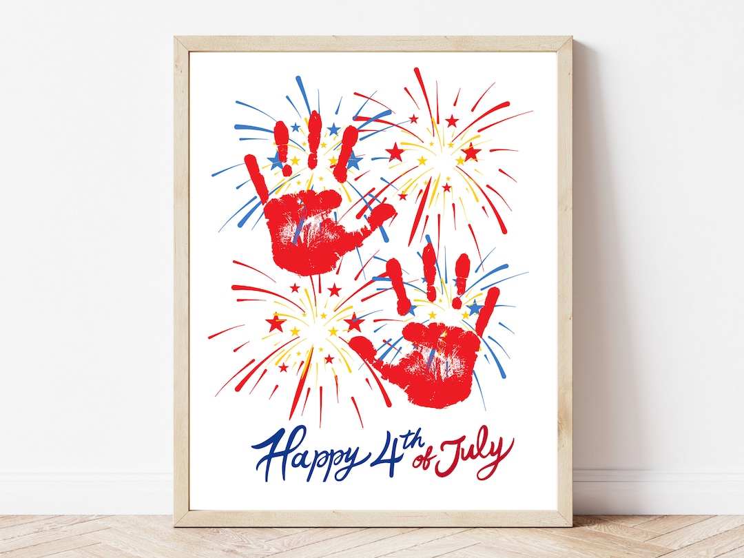 4th of July Handprint Art Craft, Fireworks Handprint Art for Toddler ...