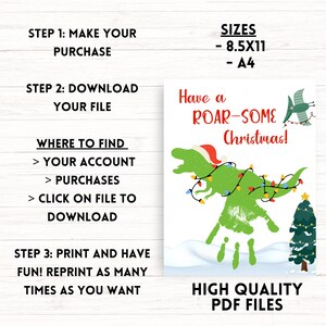 Dinosaur Christmas Handprint Footprint Art Craft, Holiday Handprint Art ...