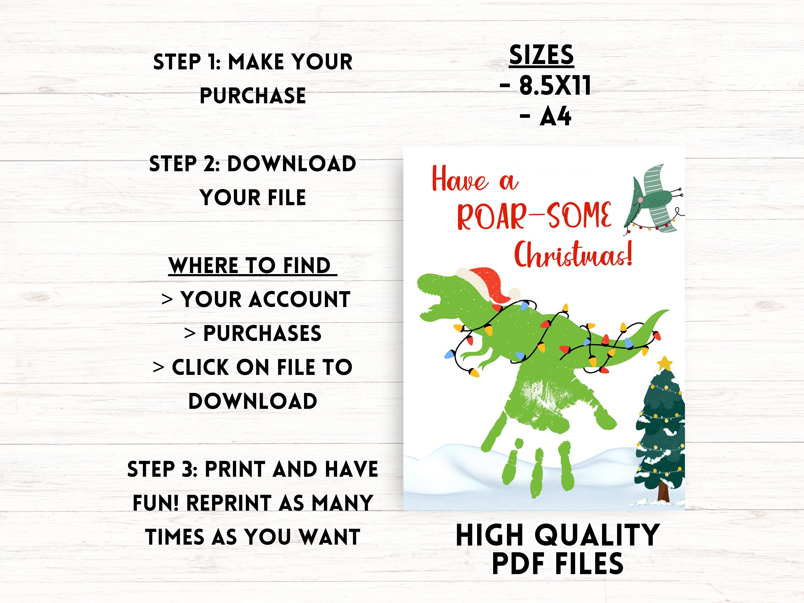 Dinosaur Christmas Handprint Footprint Art Craft, Holiday Handprint Art ...