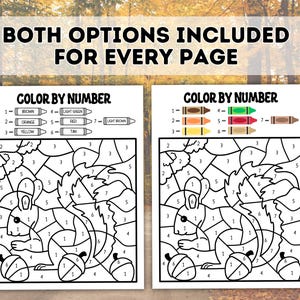 Fall Color by Number, Autumn Coloring Pages, Fall Craft for Kids ...